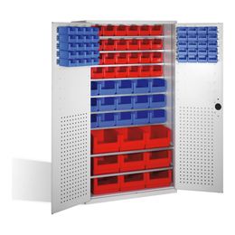 C+P Magazinschrank mit 92 Sichtlagerkästen, H1950xB1100xT535mm Front Lichtgrau Korpus Lichtgrau ; C + P Möbelsysteme (130276-65|S10013)