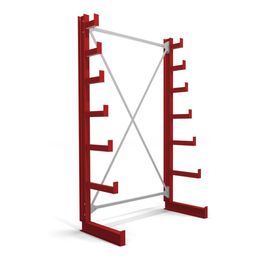 STIER Kragarmregal einseitig 1 Feld mit 6 absteigenden Ebenen 1300x2000x500mm feuerrot (905279)