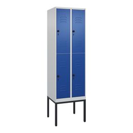 C+P Doppelstock-Spind Classic PLUS, Gestell, 2 Abteile, 2120x600x500mm, 7035/501 Verschluss Sicherheits-Drehriegel Front RAL 5010 Enzianblau ; C + P M (0803307-20|S10003)