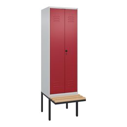 C+P PSA Doppel-Spind Classic PLUS, Bank, 2 Abteile, 2120x600x815mm, 7035/3003 Verschluss Sicherheits-Drehriegel Sitzbanktyp auskragend Material Sitzfl (0800427-20P|S10001)