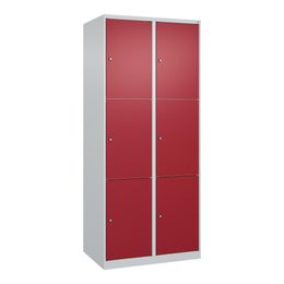 C+P Schlie&szlig;fachschrank Classic PLUS, 2 Abteile, 1850x800x500mm, 7035/3003 Innenh&ouml;he Gefach oben (oberes 599 mm Front RAL 3003 Rubinrot ; C + P M&ouml;belsy (080000-223|S10001)