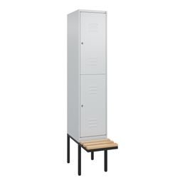 C+P Doppelstock-Spind Classic PLUS, Bank, 1 Abteil, 2120x400x815mm, 7035/7035 Verschluss Zylinderschloss Sitzbanktyp auskragend Material Sitzfl&auml;che Bu (0803407-12|S10099)