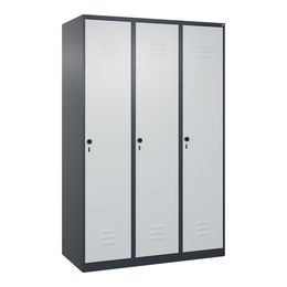 C+P Spind Classic PLUS, 3 Abteile, 1850x1200x500mm, 7016/7035 Verschluss Sicherheits-Drehriegel 4 Garderobenhaken ; C + P M&ouml;belsysteme (080000-32|S10011)
