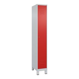 C+P Spind Classic PLUS, F&uuml;&szlig;e, 1 Abteil, 1950x300x500mm, 7035/3020 Verschluss Zylinderschloss 3 Garderobenhaken ; C + P M&ouml;belsysteme (080010-10|S10017)