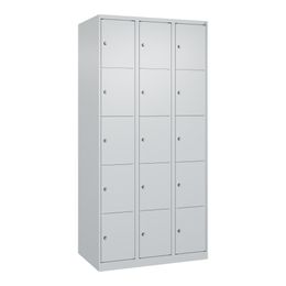 C+P Schlie&szlig;fachschrank Classic PLUS, 3 Abteile, 1850x900x500mm, 7035/7035 Innenh&ouml;he Gefach oben (oberes 365 mm Front RAL 7035 Lichtgrau ; C + P M&ouml;bels (080000-305|S10008)