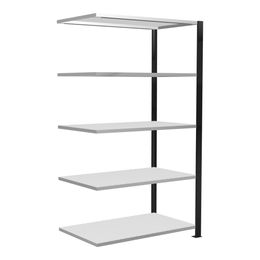 SCHULTE LAGERTECHNIK Schulte Anbauregal B&uuml;ro-Steckregal MULTIplus150 1800 x 1000 x 600 mm 5 Fachb&ouml;den L&auml;ngenriegel schwarz/RAL 7035 lichtgrau ohne Mittelanschlag ; Schulte (36058-S)