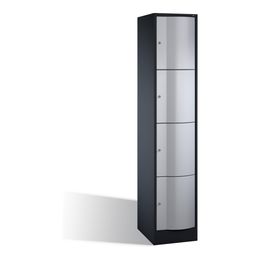 C+P Schließfachschrank Resisto, 4 Fächer, H1950xB396xT540mm Front Weißaluminium Korpus Schwarzgrau ; C + P Möbelsysteme (8470-172|S10011)