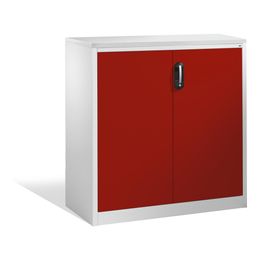 C+P Akten-Sideboard Acurado mit Drehtüren, 3 Ordnerhöhen, H1200xB1200xT500mm Front Rubinrot Korpus Lichtgrau ; C + P Möbelsysteme (9487-1200|S10166)