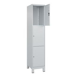 C+P Schlie&szlig;fachschrank Classic PLUS, F&uuml;&szlig;e, 1 Abteil, 1950x400x500mm, 7035/7035 Innenh&ouml;he Gefach oben (oberes 599 mm Front RAL 7035 Lichtgrau ; C + P M (080010-123|S10009)