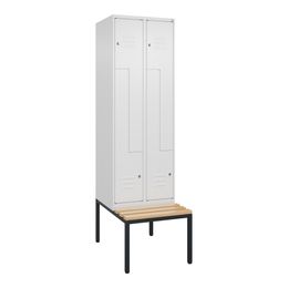 C+P Z-Spind Classic PLUS, Bank, 4 F&auml;cher, 2120x600x815mm, 9016/9016 Verschluss Zylinderschloss Sitzbanktyp untergebaut Material Sitzfl&auml;che Buche-Harth (0800537-204|S10029)