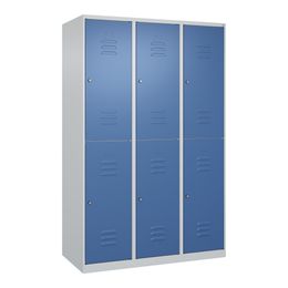 C+P Doppelstock-Spind Classic PLUS, 3 Abteile, 1850x1200x500mm, 7035/5023 Verschluss Zylinderschloss ; C + P Möbelsysteme (080300-32|S10027)