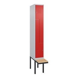 C+P Z-Spind Classic PLUS, Bank, 2 Fächer, 2120x300x815mm, 7035/3020 Verschluss Zylinderschloss Sitzbanktyp auskragend Material Sitzfläche Buche-Hartho (0800437-102|S10017)
