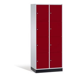 C+P Schließfachschrank Intro XL, 8 Fächer, H1950xB820xT600mm Front Rubinrot Korpus Lichtgrau ; C + P Möbelsysteme (8470-203|S10052)