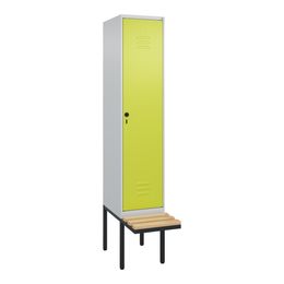 C+P Spind Classic PLUS, Bank, 1 Abteil, 2120x400x815mm, 7035/0024 Verschluss Sicherheits-Drehriegel 4 Garderobenhaken Sitzbanktyp auskragend ; C + P (0800407-12|S10010)