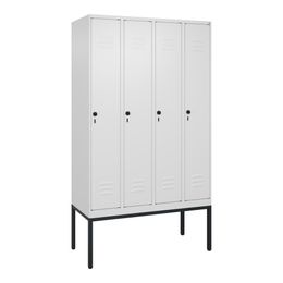 C+P Spind Classic PLUS, Gestell, 4 Abteile, 2120x1200x500mm, 9016/9016 Verschluss Sicherheits-Drehriegel 3 Garderobenhaken ; C + P M&ouml;belsysteme (0800307-40|S10014)