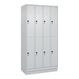 C+P Doppelstock-Spind Classic PLUS, Sockel, 4 Abteile, 1950x1000x500mm, 7035/703 Front RAL 7035 Lichtgrau ; C + P M&ouml;belsysteme (080320-49|S10009)