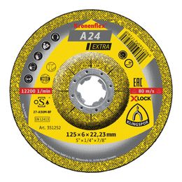 Klingspor A 24 EX Schruppscheiben X-LOCK, 125 x 6 x 22,23 mm gekröpft (351252)