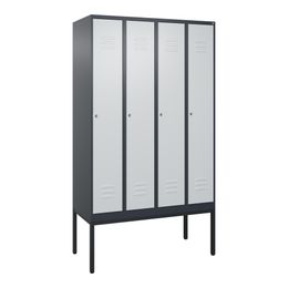 C+P Spind Classic PLUS, Gestell, 4 Abteile, 2120x1200x500mm, 7016/7035 Verschluss Zylinderschloss 3 Garderobenhaken ; C + P M&ouml;belsysteme (0800307-40|S10028)