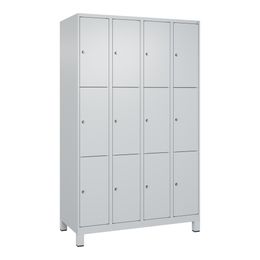 C+P Schlie&szlig;fachschrank Classic PLUS, F&uuml;&szlig;e, 4 Abteile, 1950x1200x500mm, 7035/7035 Innenh&ouml;he Gefach oben (oberes 599 mm Front RAL 7035 Lichtgrau ; C + P (080010-403|S10009)