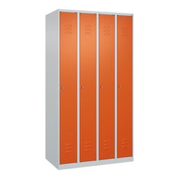 C+P Spind Classic PLUS, 4 Abteile, 1850x1000x500mm, 7035/2004 Verschluss Zylinderschloss 3 Garderobenhaken ; C + P M&ouml;belsysteme (080000-49|S10031)
