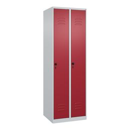 C+P Spind Classic PLUS, 2 Abteile, 1850x600x500mm, 7035/3003 Verschluss Sicherheits-Drehriegel 4 Garderobenhaken Trennwand mittig ; C + P M&ouml;belsysteme (080000-20F|S10014)