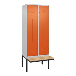 C+P Z-Spind Classic PLUS, Bank, 4 F&auml;cher, 2120x800x815mm, 7035/2004 Verschluss Zylinderschloss Sitzbanktyp auskragend Material Sitzfl&auml;che Buche-Hartho (0800437-224|S10061)