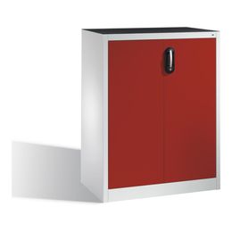 C+P Werkzeug-Beistellschrank mit Dreht&uuml;ren, innen 2 B&ouml;den, H1200xB930xT500mm Front Rubinrot Korpus Lichtgrau ; C + P M&ouml;belsysteme (8521-000|S10144)