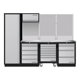 Kraftwerk Mobilio 4er Kombi, Hochschrank, Lochwand, Edelstahl (3964K-H5R4-K1WIX)
