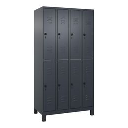 C+P Doppelstock-Spind Classic PLUS, F&uuml;&szlig;e, 4 Abteile, 1950x1000x500mm, 7016/7016 ; C + P M&ouml;belsysteme (080310-49|S10012)