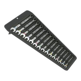 Wera 6003 Joker 15 Set 1 Ringmaulschlüssel-Satz aus Chrom-Molybdän-Stahl (15-teilig, 8 -24 mm Maulweite) mit Endanschlag und Umschalthebel, 5020302001 (05020302001)