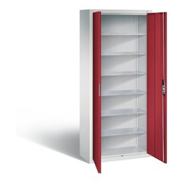 C+P Magazinschrank mit 6 B&ouml;den zur Aufnahme von Sichtlagerk&auml;sten, H1690xB700xT300mm Front Rubinrot Korpus Lichtgrau ; C + P M&ouml;belsysteme (133413-20|S10063)