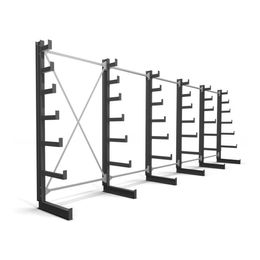 STIER Kragarmregal einseitig 5 Felder mit 6 absteigenden Ebenen 6500x2000x500mm (904489)