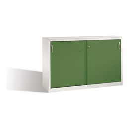 C+P Akten-Sideboard Acurado mit Schiebetüren, 2 x 2 Ordnerhöhen, H1000xB1600xT400mm Front Resedagrün Korpus Lichtgrau ; C + P Möbelsysteme (2146-00|S10065)