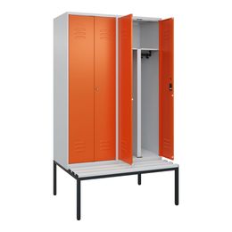C+P PSA Doppel-Spind Classic PLUS, Bank, 4 Abteile, 2120x1200x815mm, 7035/2004 Verschluss Zylinderschloss Sitzbanktyp untergebaut Material Sitzfl&auml;che (0800527-40P|S10092)