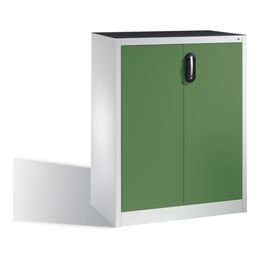 C+P Werkzeug-Beistellschrank mit Dreht&uuml;ren, innen 2 B&ouml;den, H1200xB930xT500mm Front Resedagr&uuml;n Korpus Lichtgrau ; C + P M&ouml;belsysteme (8521-000|S10145)