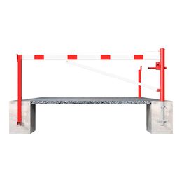 Schake Drehschranke 4,00m + Profilzylinderschloss + Seilzugverst&auml;rkung, wei&szlig; / rot zum Einbetonieren (4213_40ZB)