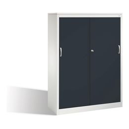 C+P Akten-Sideboard Acurado mit Schiebetüren, 4 Ordnerhöhen, H1600xB1200xT500mm Front Schwarzgrau Korpus Lichtgrau ; C + P Möbelsysteme (2058-1200|S10026)