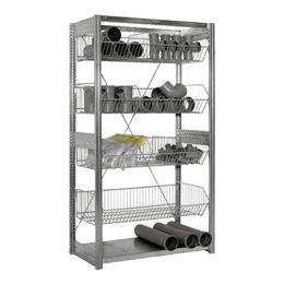 Bito Fachbodenregal Gitterkörbe L1008xH1850xT524 mm, Anbaufeld verzinkt (53057)