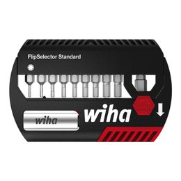 wiha Bit Set FlipSelector Standard 25 mm Innensechskant 11-tlg. 1/4", Bitsatz mit magnetischem Universalhalter in praktischer Box, öffnen per Knopfdru (39039)