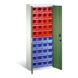 C+P Magazinschrank mit 40 Sichtlagerk&auml;sten, H1690xB700xT300mm Front Resedagr&uuml;n Korpus Lichtgrau ; C + P M&ouml;belsysteme (133413-22|S10038)