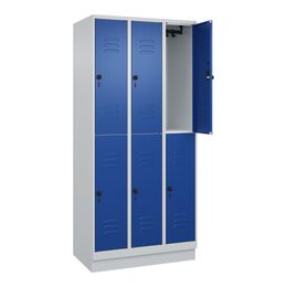 C+P Doppelstock-Spind Classic PLUS, Sockel, 3 Abteile, 1950x900x500mm, 7035/5010 Front RAL 5010 Enzianblau ; C + P M&ouml;belsysteme (080320-30|S10003)