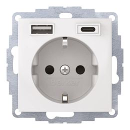 Berker Steckdose SCHUKO/USB polarweiß glänzend 48048989)