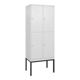 C+P Doppelstock-Spind Classic PLUS, Gestell, 2 Abteile, 2120x800x500mm, 9016/901 Verschluss Zylinderschloss Front RAL 9016 Verkehrswei&szlig; ; C + P M&ouml;bels (0803307-22|S10029)