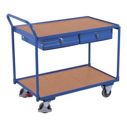 VARIOfit Tischwagen mit 2 Ladefl&auml;chen und 2 Schubladen Schiebegriff nach oben gerichtet ; Cordes (sw-600.503)