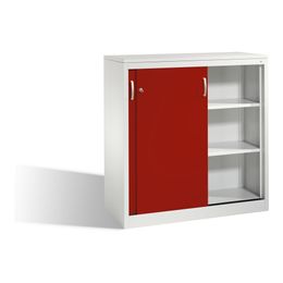 C+P Akten-Sideboard Acurado mit Schiebet&uuml;ren, 3 Ordnerh&ouml;hen, H1200xB1200xT500mm Front Rubinrot Korpus Lichtgrau ; C + P M&ouml;belsysteme (2057-1200|S10058)