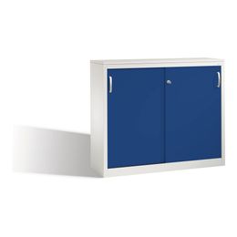 C+P Akten-Sideboard Acurado mit Schiebetüren, 2 Ordnerhöhen, H1000xB1200xT400mm Front Enzianblau Korpus Lichtgrau ; C + P Möbelsysteme (2046-00|S10103)