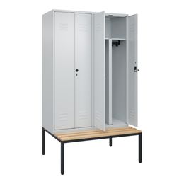 C+P PSA Doppel-Spind Classic PLUS, Bank, 4 Abteile, 2120x1200x815mm, 7035/7035 Verschluss Sicherheits-Drehriegel Sitzbanktyp untergebaut Material Sitz (0800527-40P|S10009)