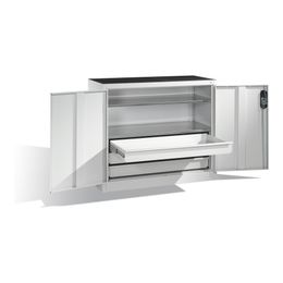 C+P Werkzeug-Beistellschrank mit Dreht&uuml;ren, 2 B&ouml;den und 3 Sch&uuml;be, H1000xB1200xT500mm Front Lichtgrau Korpus Lichtgrau ; C + P M&ouml;belsysteme (8831-5035|S10144)