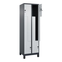 C+P Z-Spind, Classic PLUS, F&uuml;&szlig;e, 4 F&auml;cher, 1950x600x500mm, 7016/7035 Verschluss Sicherheits-Drehriegel ; C + P M&ouml;belsysteme (080013-204|S10013)