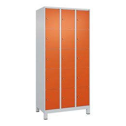 C+P Schlie&szlig;fachschrank Classic PLUS, F&uuml;&szlig;e, 3 Abteile, 1950x900x500mm, 7035/2004 Innenh&ouml;he Gefach oben (oberes 365 mm Front RAL 2004 Reinorange ; C + P (080010-305|S10018)